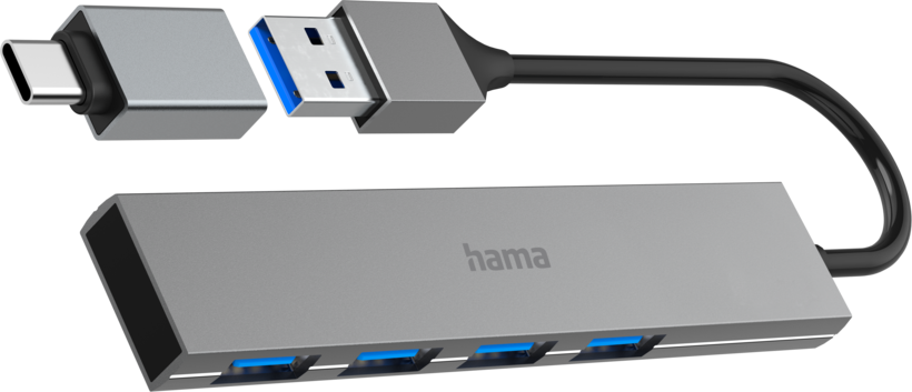 Hama USB Hub 3.0 4-Port grau (00200141) kaufen