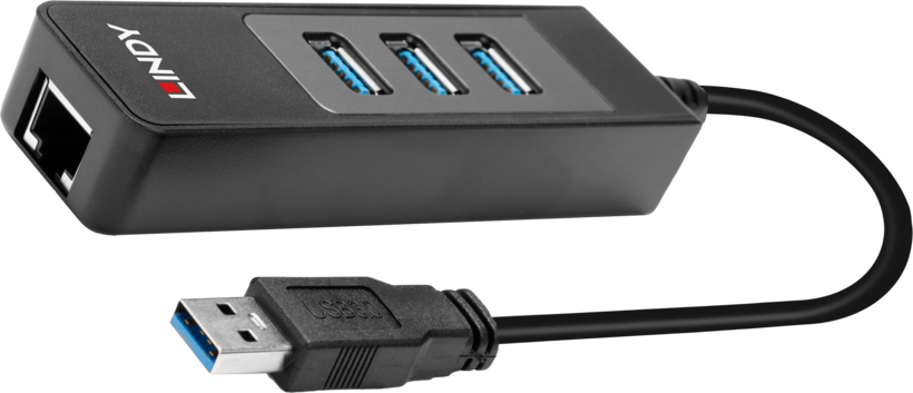 Buy LINDY USB Hub 3.0 3-port + Gb Ethernet (43176)